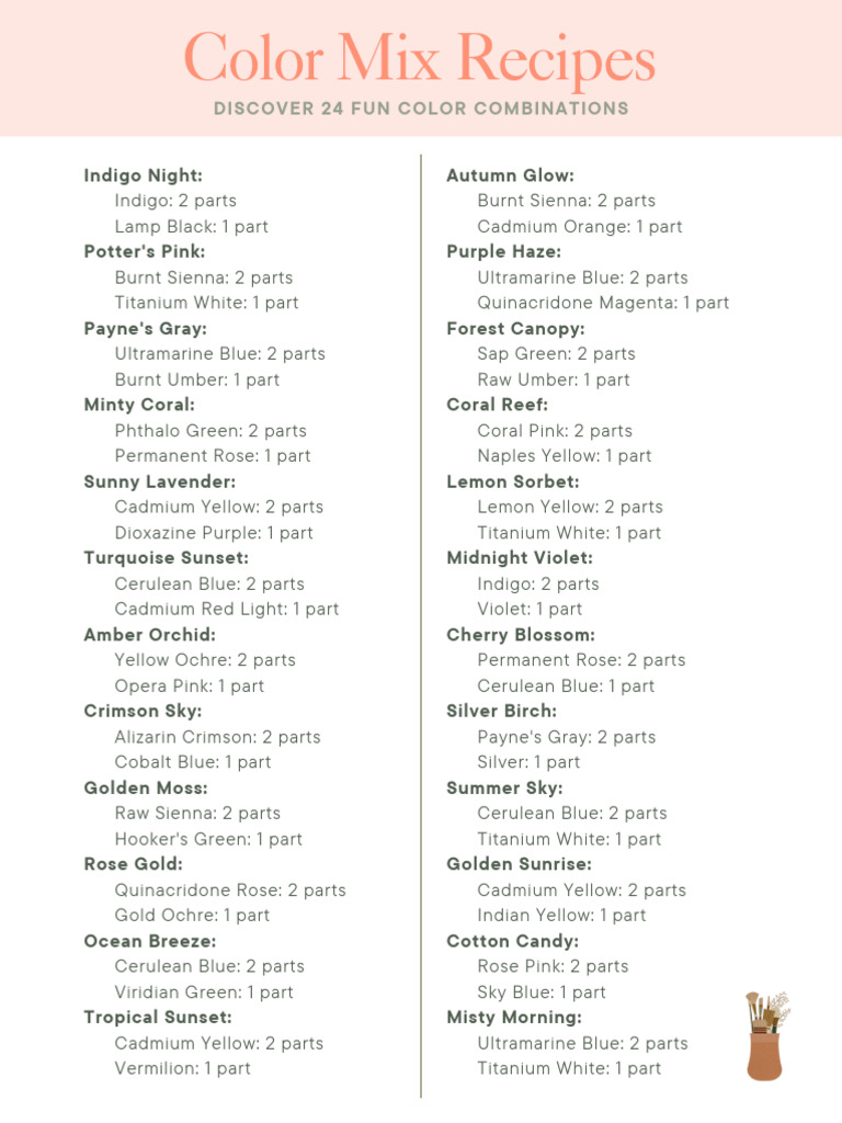24 Color Mix Recipes | PDF