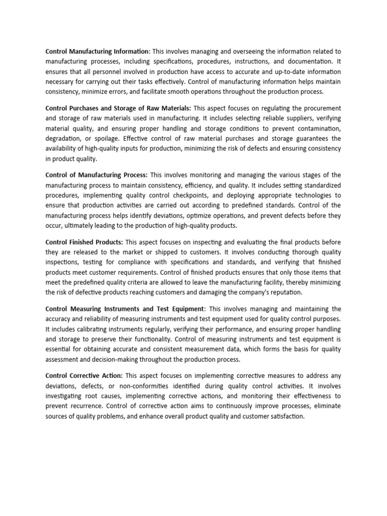 Control Manufacturing Information | Download Free PDF | Quality ...