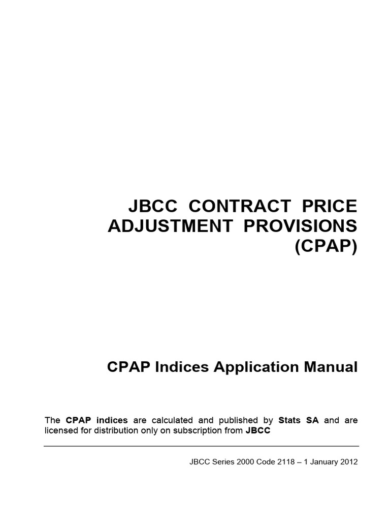 JBCC Contract Price Adjustment Provisions Cpap - 3 | PDF | Valuation (Finance) | Prices