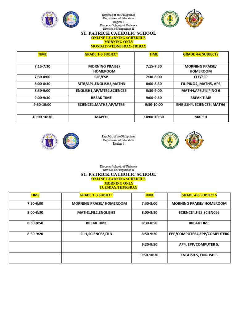 Online Class Schedule | PDF