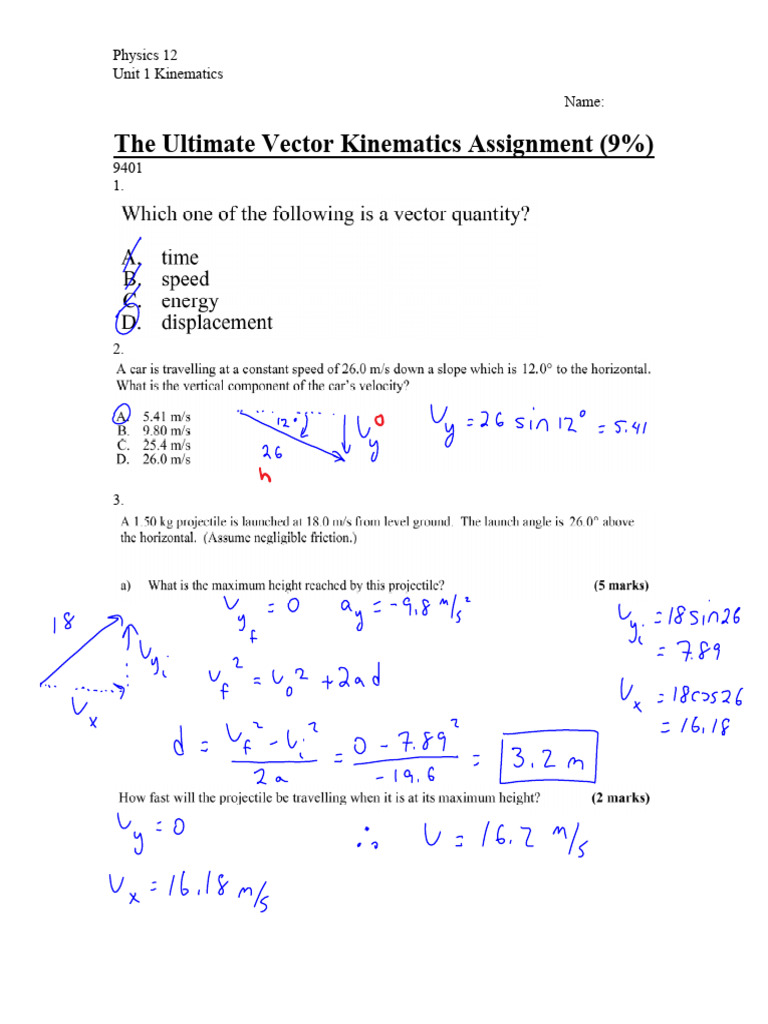 Ultimate Kinematics Answers | PDF | Kinematics | Projectiles