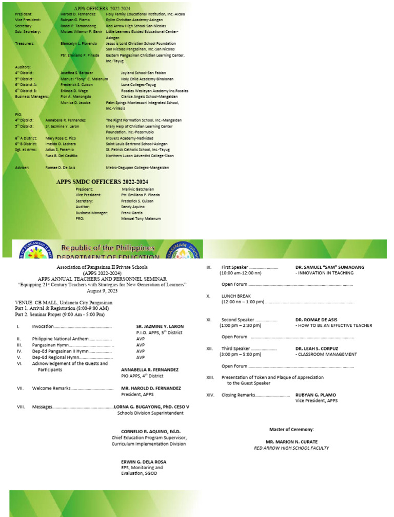 APPS Officers & Seminar 2022-2024 | PDF