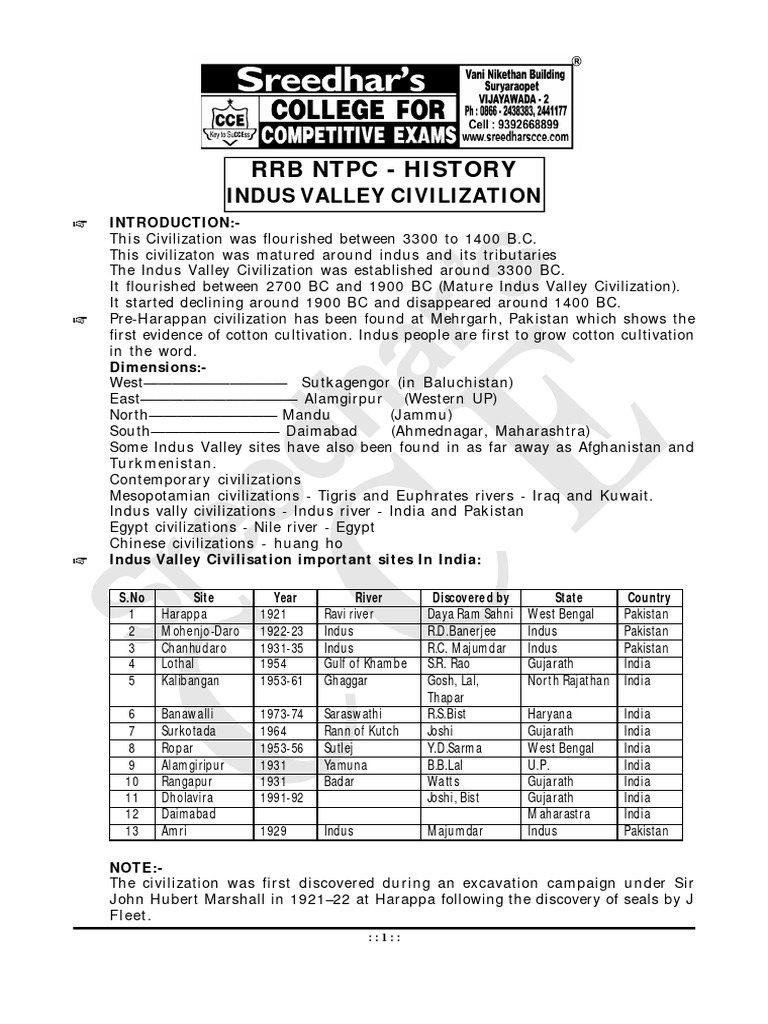 History - Indus Valley Civilization | PDF