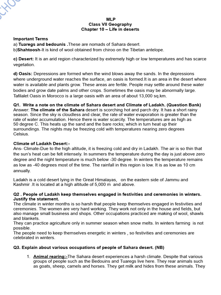 Life in Sahara and Ladakh Deserts | PDF | Desert | Sahara