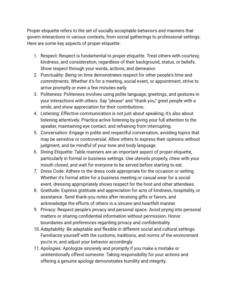 Deemed Proper | PDF | Etiquette | Conversation