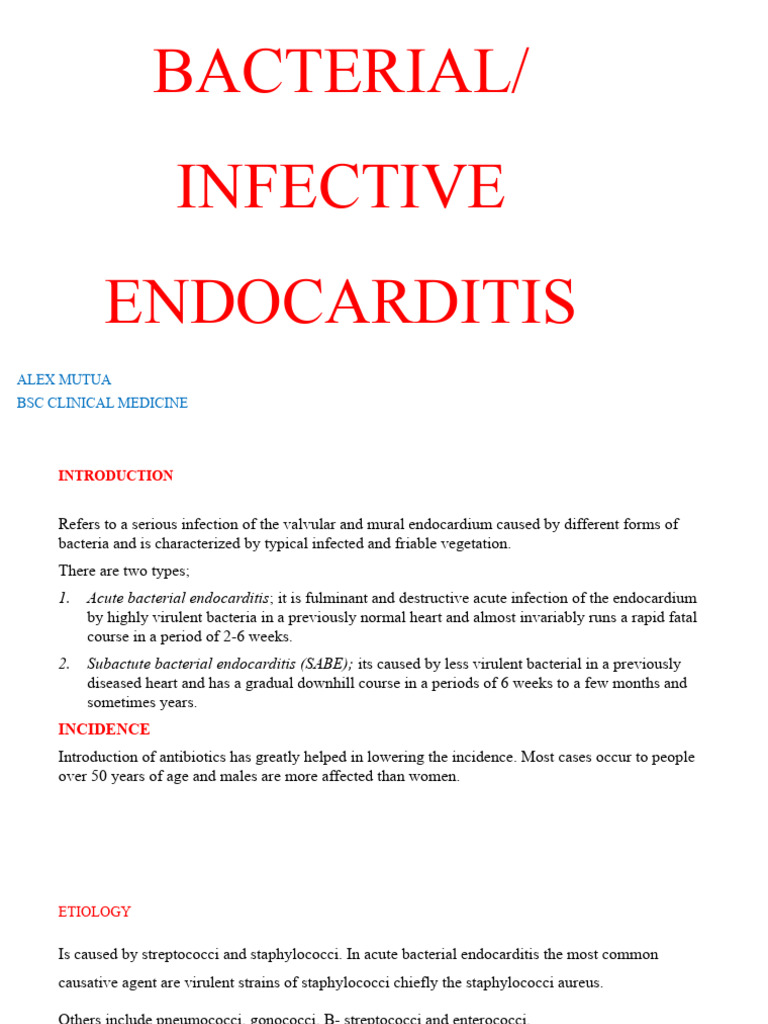 Bacterial Endocarditis | PDF | Streptococcus | Heart