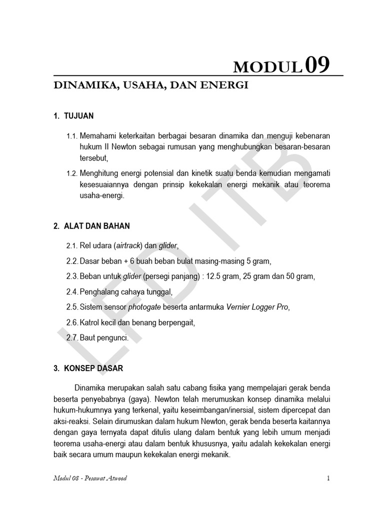 MODUL 09 Dinamika Usaha Dan Energi | PDF