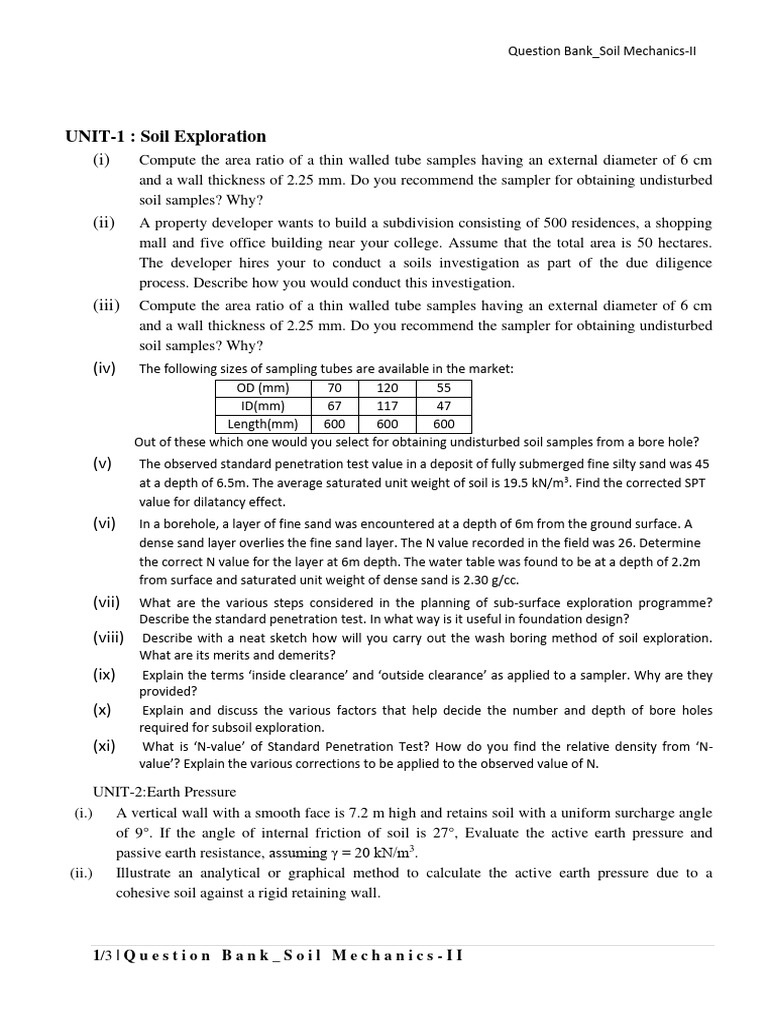 Soil Mechanics II Question Bank | PDF | Deep Foundation | Civil Engineering