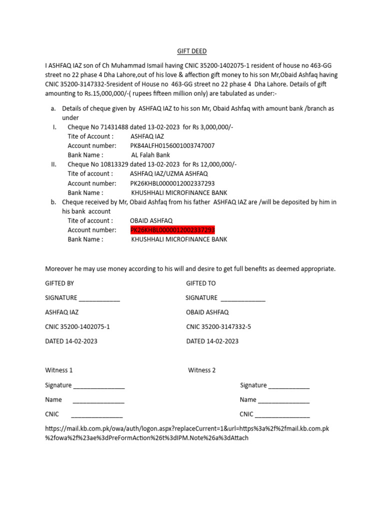 Gift Deed | PDF