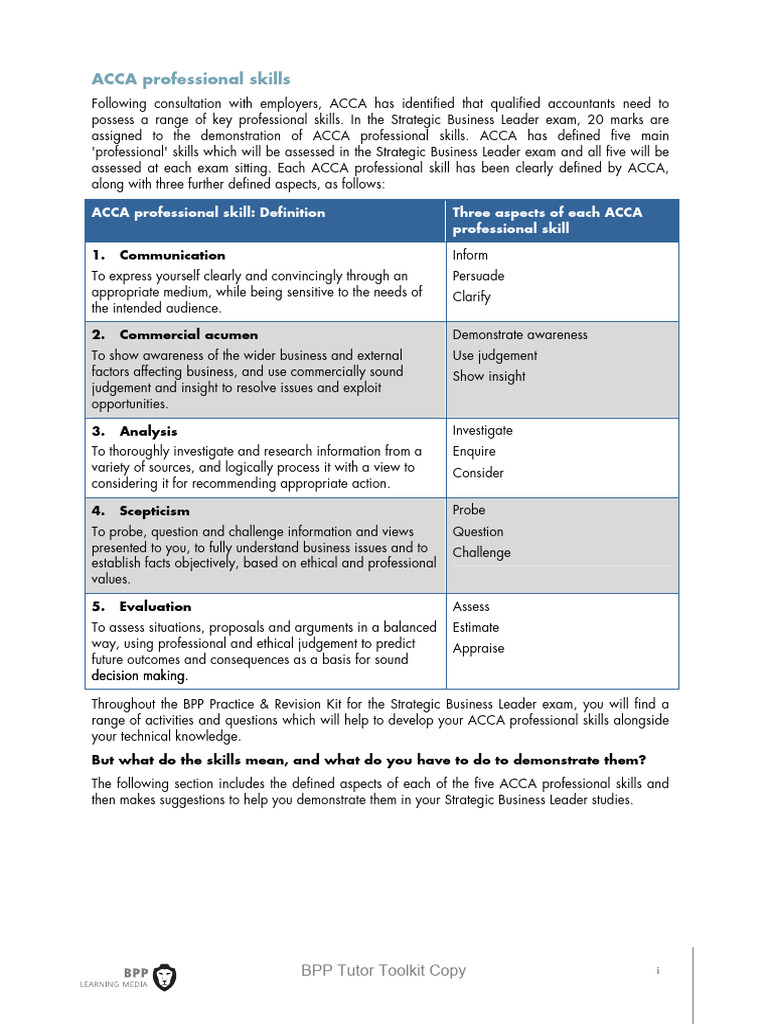 ACCA Professional Skills Guide | PDF | Evaluation | Evidence