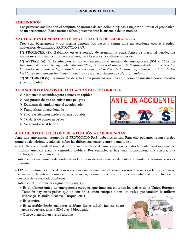 Guía de Primeros Auxilios Básicos | PDF | Reanimación cardiopulmonar | Paro cardíaco