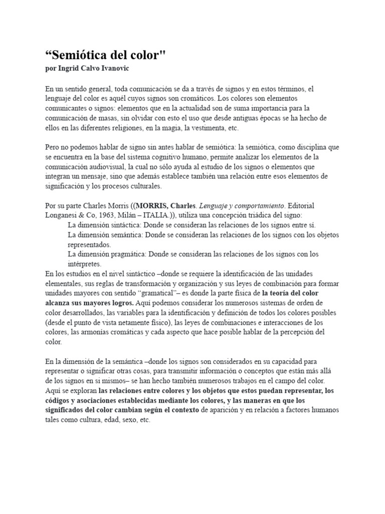 Semiotica Del Color | PDF | Semiótica | Color