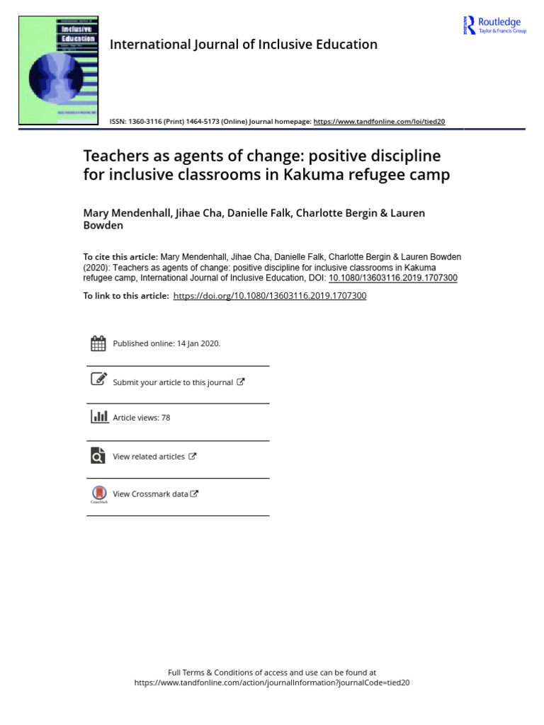 Teachers As Agents of Change Positive Discipline For Inclusive Classrooms in Kakuma Refugee Camp ...