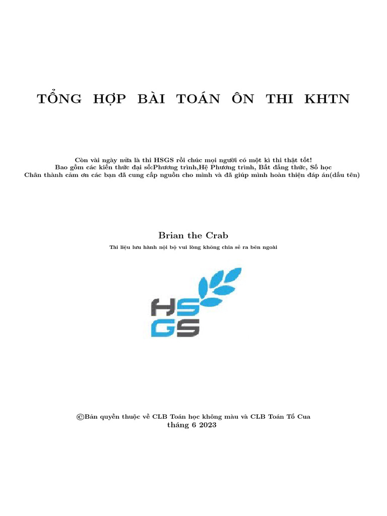 HSGS Problems Collections With Solutions | PDF