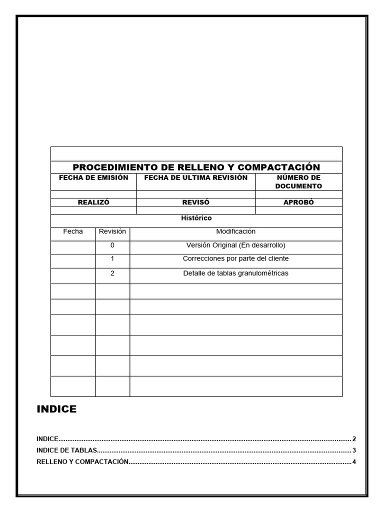 Procedimiento de Relleno y Compactación | PDF | Hormigón | Materiales