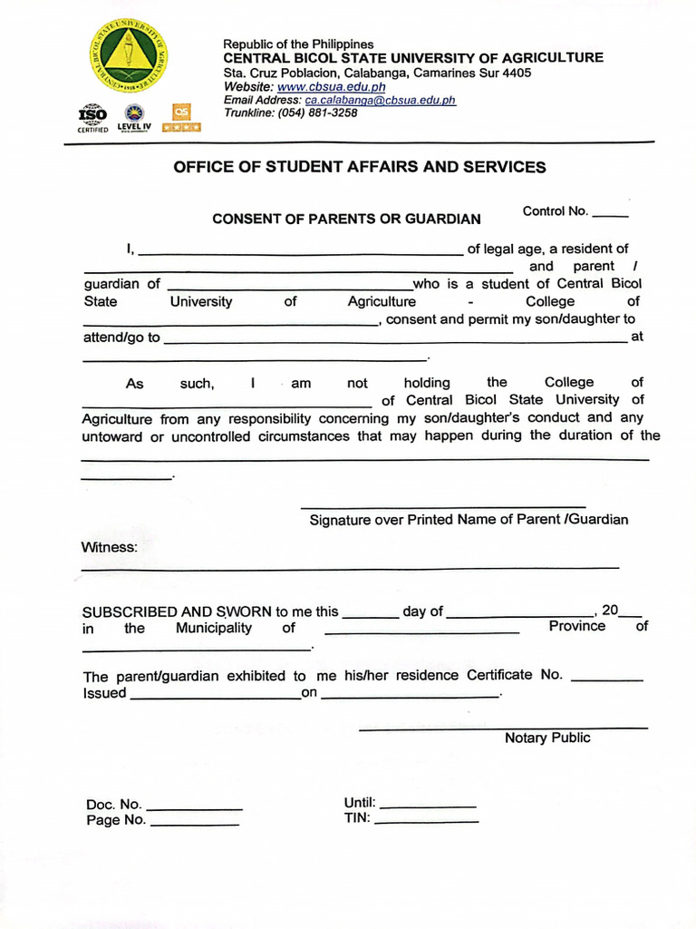 Parents Consent For Notarized | PDF