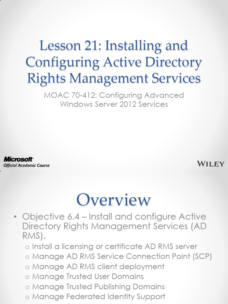Install & Configure AD RMS Guide | PDF | Active Directory | Public Key Certificate