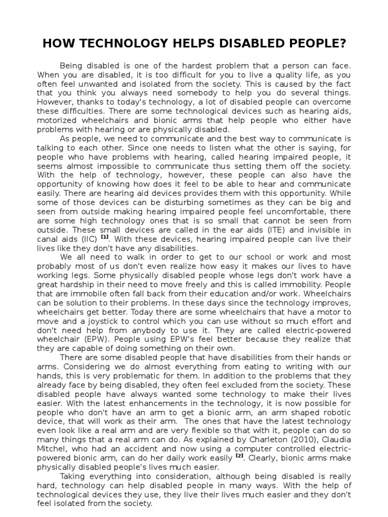 How Technology Helps Disabled People | PDF | Wheelchair | Disability