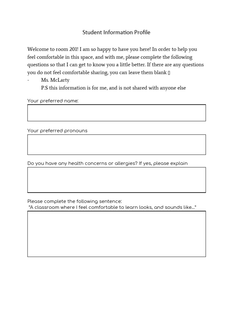 Student Comfort Survey | PDF