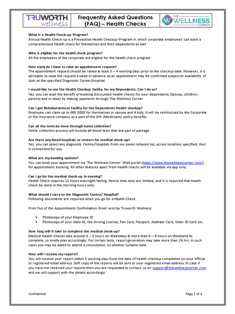 Frequently Asked Questions (FAQ) - Health Checks | PDF | Physical ...
