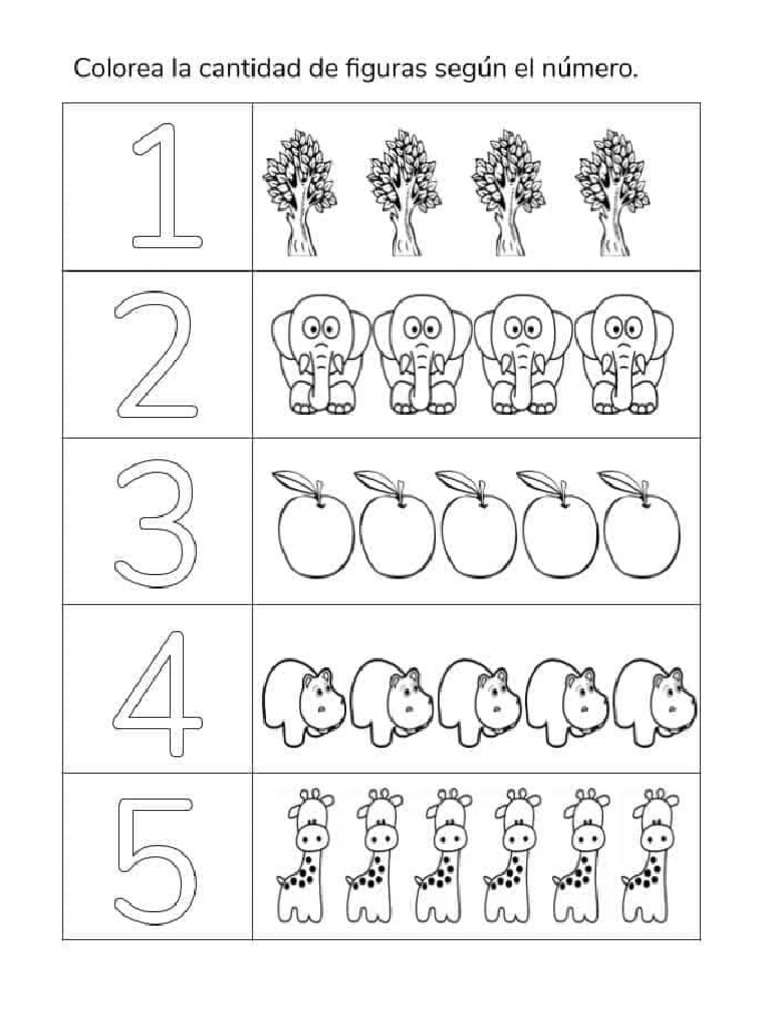 Asociar Numero Cantidad Hasta El 5 | PDF