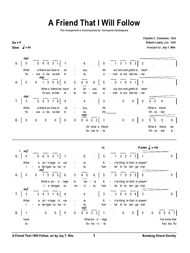 A Friend That I Will Follow - Joy T. Nilo Not Angka | PDF