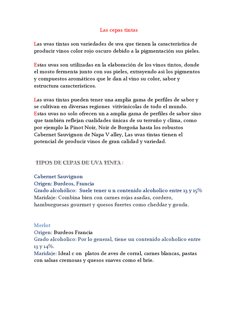 Las Cepas Tintas | PDF | Uva | Vino