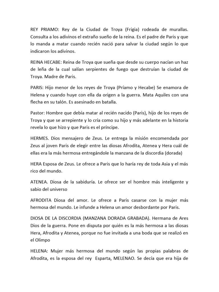 La Guerra de Troya | PDF | París (mitología) | Helena de Troya