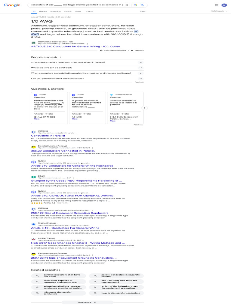 Conductors of Size - and Larger Shall Be Permitted To Be Connected in ...