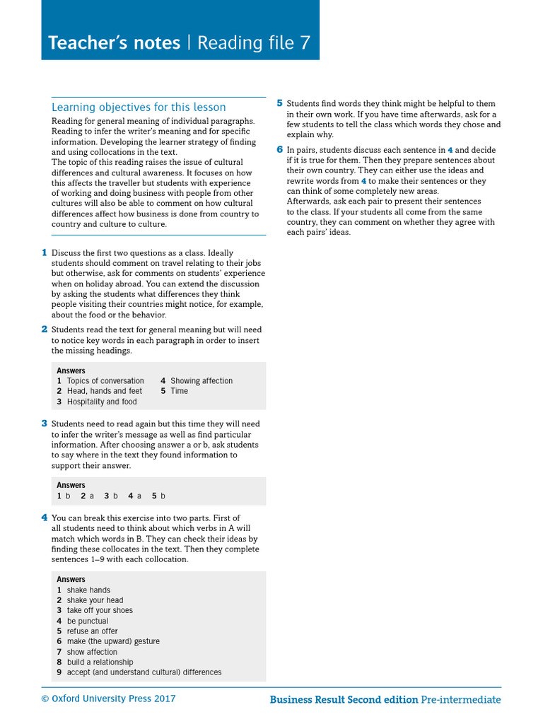 Br2e Pre-Int Reading Notes 7 | PDF | Learning | Experience