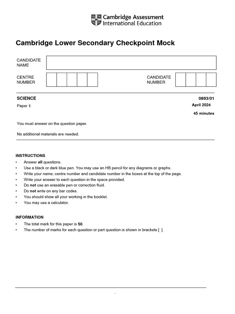 Year 9 Science Mock Exam 2024 | PDF | Atoms | Chemical Elements