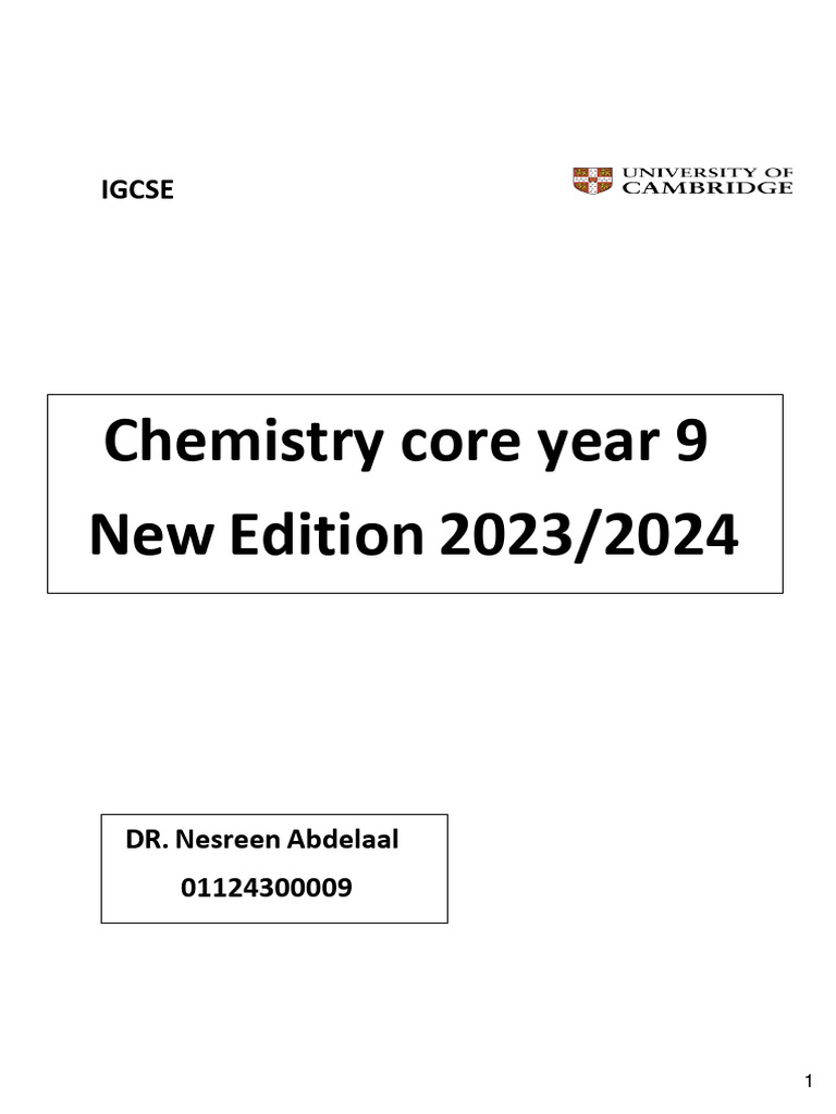 Chemistry Core g9 | PDF | Ion | Chlorine