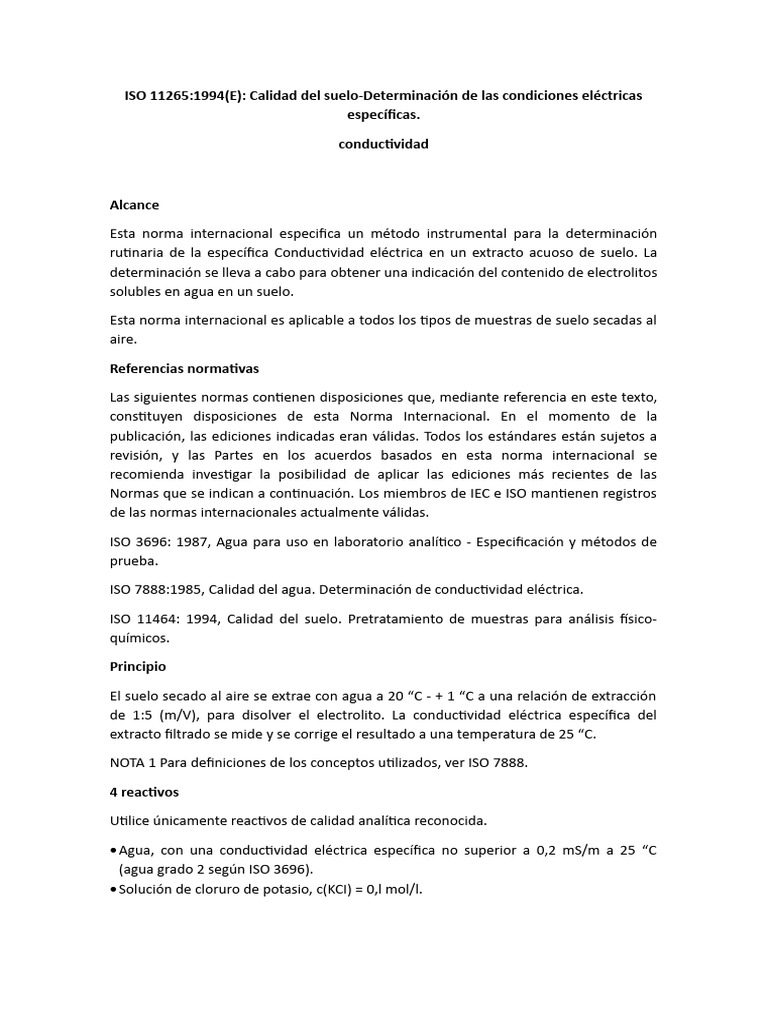 Iso 11265 | PDF | Resistividad Eléctrica y Conductividad | Agua
