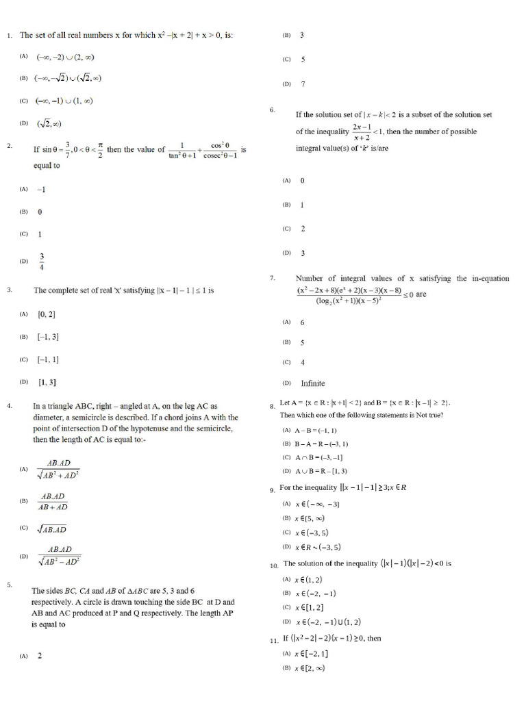 Class11 Maths Paper | PDF | Teaching Methods & Materials