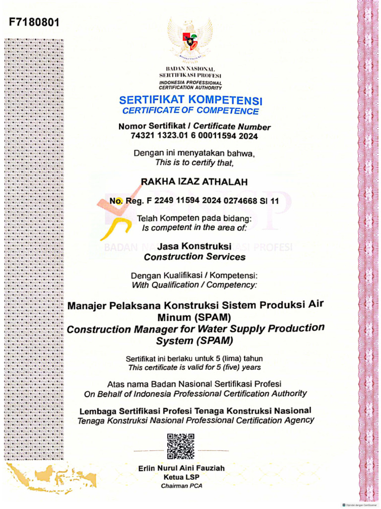 Sertifikat SKK RAKHA IZAZ ATHALAH | PDF
