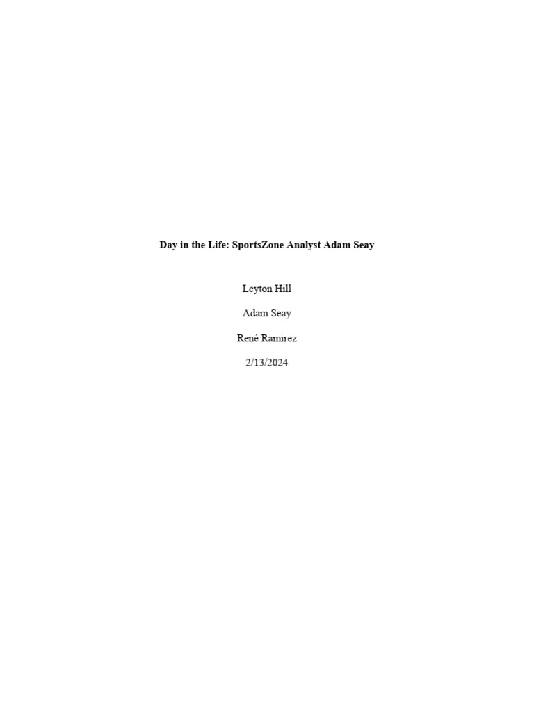 Day in The Life PB Adam Seay | PDF | You Tube