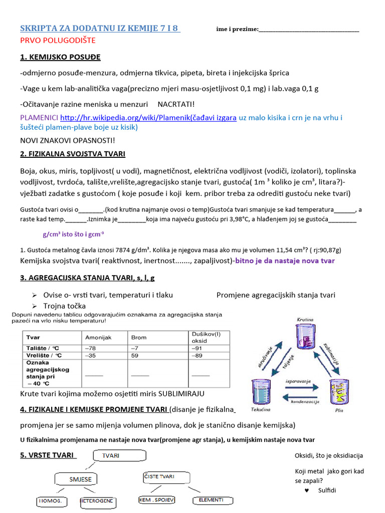 Skripta Za Dodatnu Iz Kemije 7 I 8 | PDF