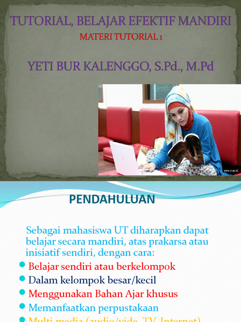 Ruang Lingkup Tutorial, Belajar Efektif Mandiri | PDF