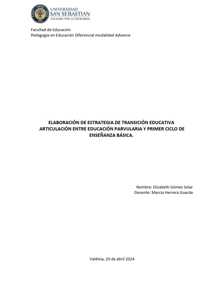 Estrategia de Transición Educativa Esc. Cruz Del Sur | PDF | Evaluación ...
