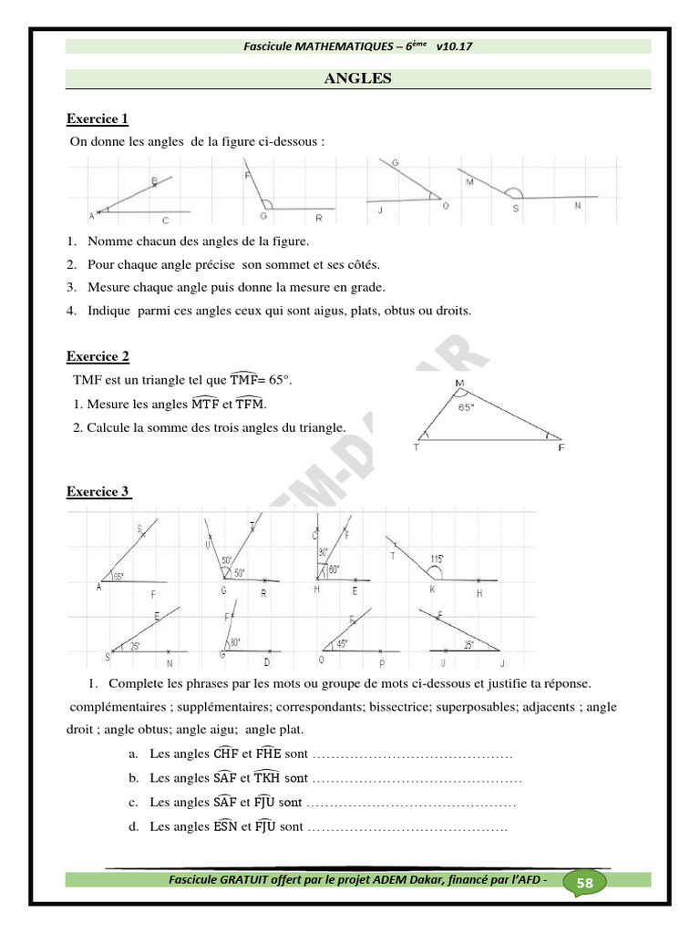 6ème Maths 391287 Pdf Angle Triangle