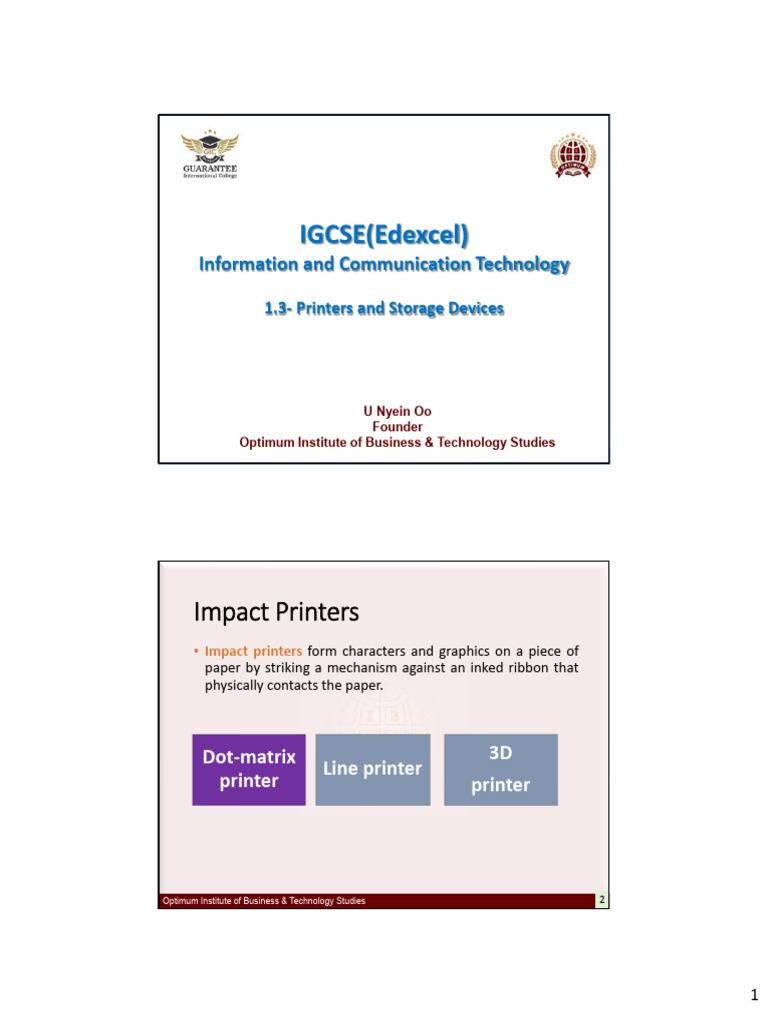 ICT 1.3 - Printers and Storage Devices - 1657805647 | PDF | Printer (Computing) | Computer Data ...