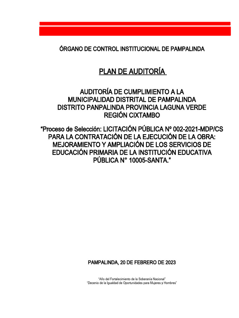Practica 1 - Plan de Auditoria | PDF | Auditoría