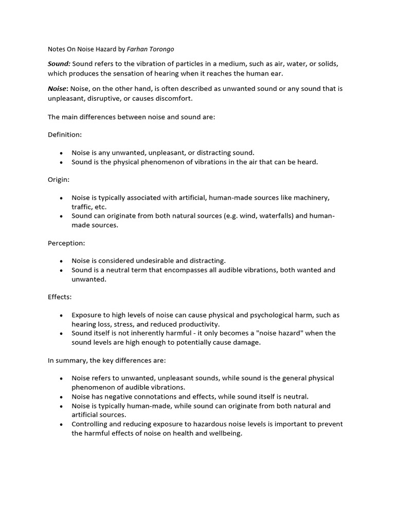 Understanding Noise Hazards and Effects | PDF | Hearing Loss | Sound