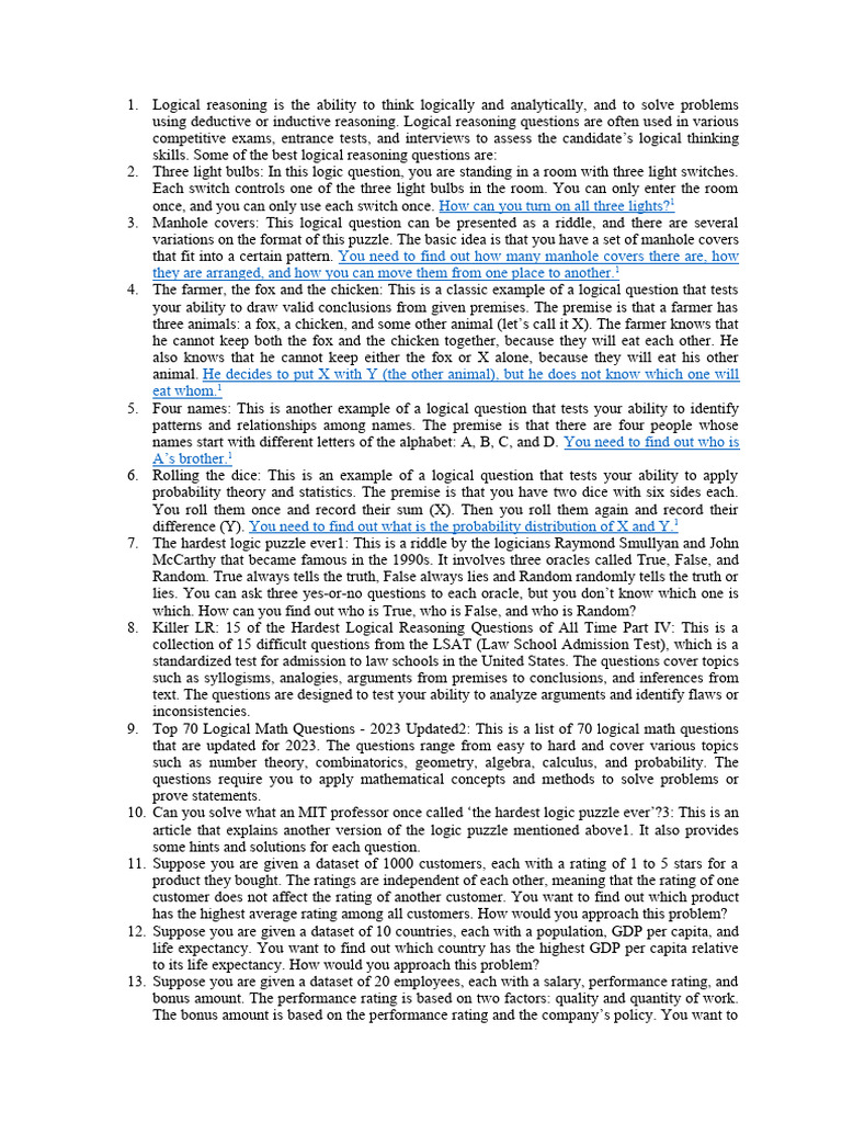 Logical Reasoning by Priyansh Chauhan | PDF | Logic | Reason