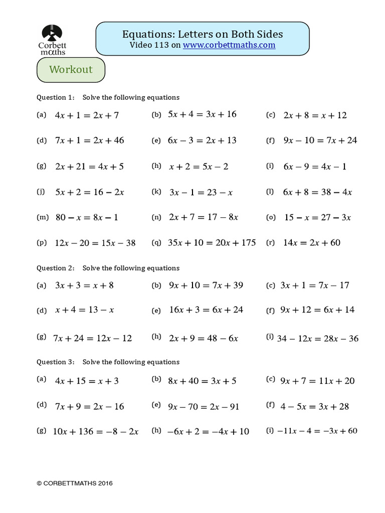 Equations Letters Both Sides PDF | PDF