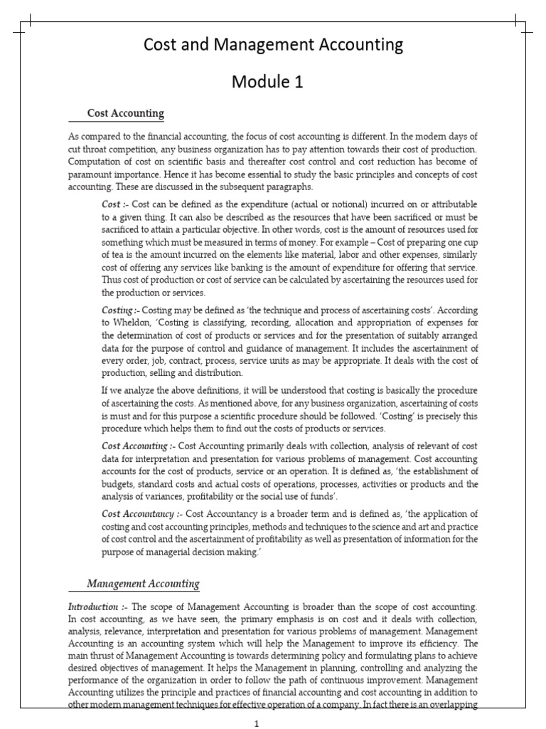 CMA - Module 1 BK | PDF | Management Accounting | Cost Accounting