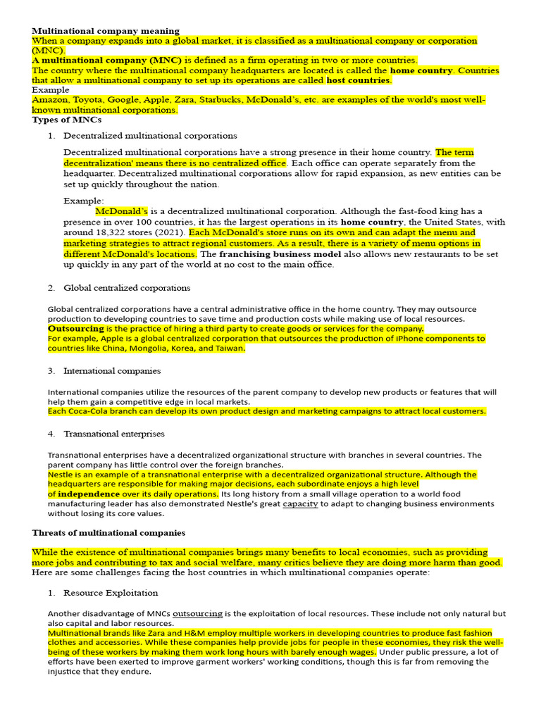 Multinational Corporations | PDF | Fair Trade | Multinational Corporation