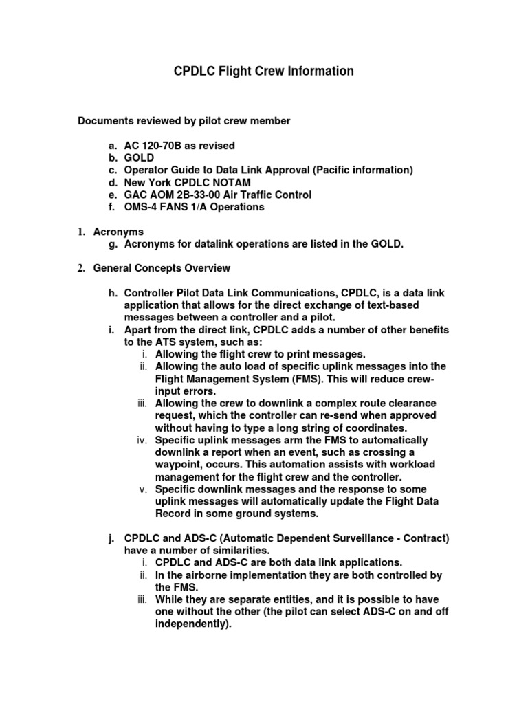CPDLC+Crew+Information+v2 1 | Download Free PDF | Air Traffic Control ...