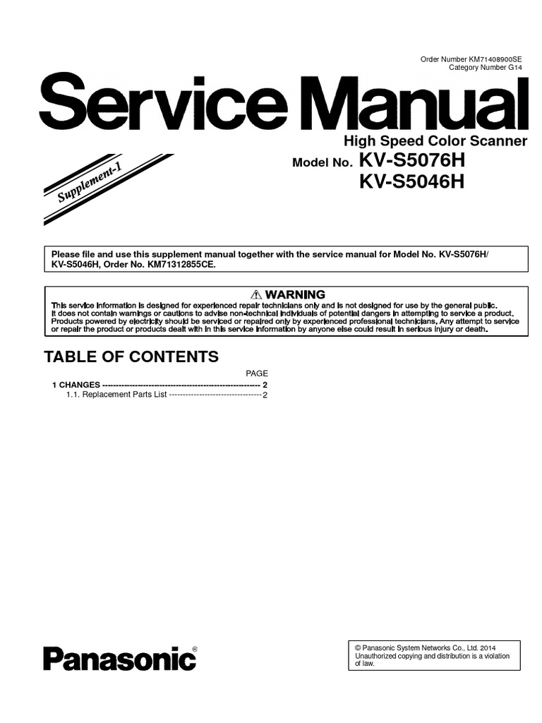 Servicemanual Panasonic kv-s5046h 5076h s1 | PDF