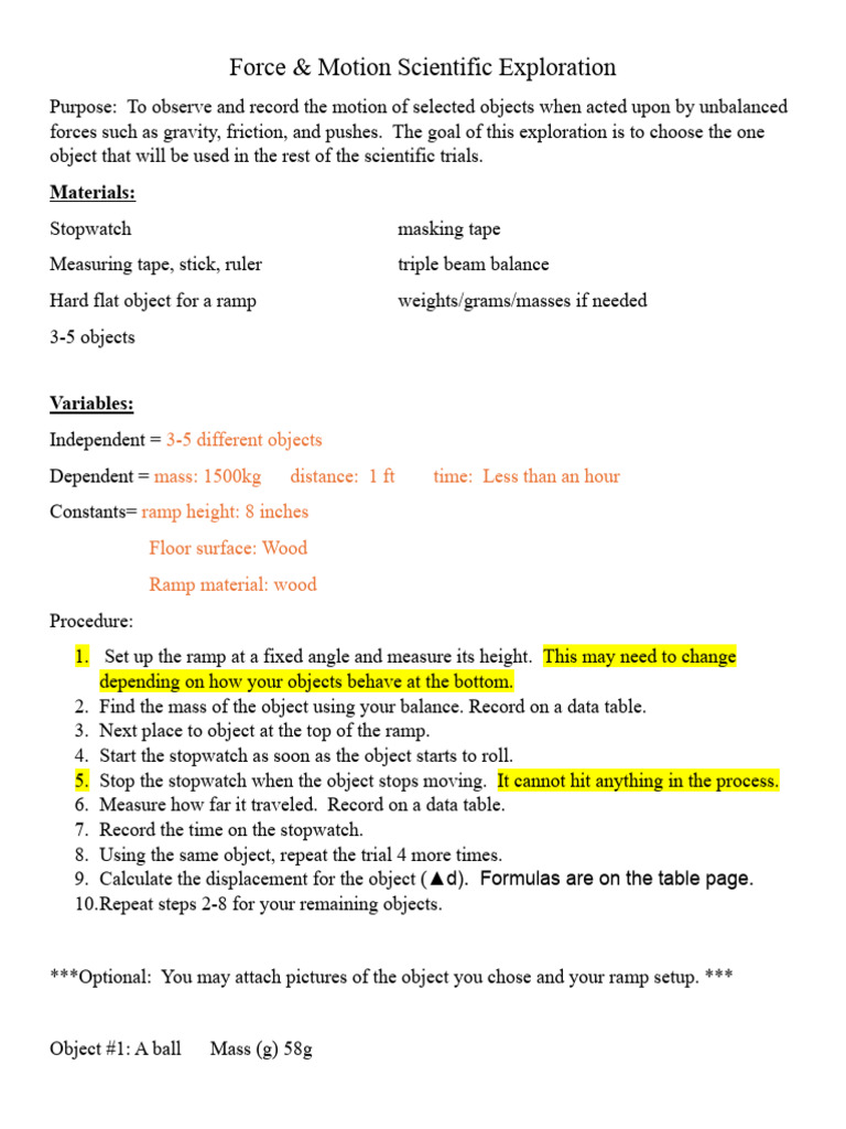 Force & Motion Scientific Exploration | PDF | Force | Mass